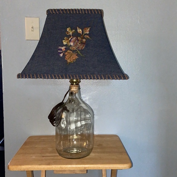 Other | One Of A Kind Vintage Glass Gallon Jug Lamp W Hand Stitched ...
